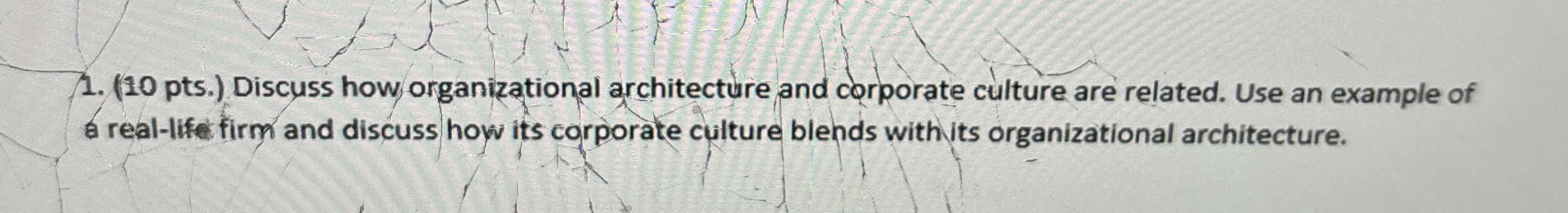Solved (10 ﻿pts.) ﻿Discuss how organizational architecture | Chegg.com