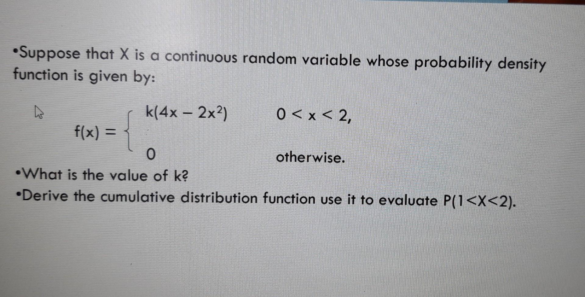 Solved - Suppose that X is a continuous random variable | Chegg.com
