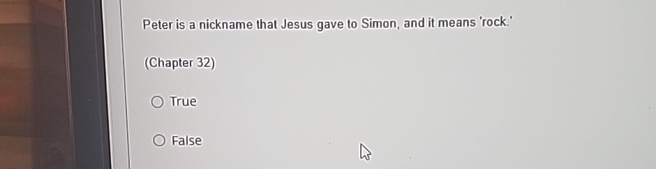 Solved Peter is a nickname that Jesus gave to Simon, and it | Chegg.com