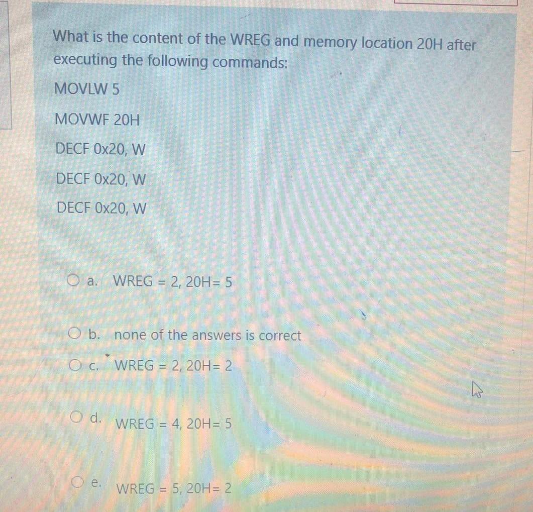 Solved What is the content of the WREG and memory location | Chegg.com