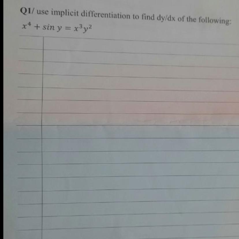 Solved Q1/ ﻿use implicit differentiation to find dydx ﻿of | Chegg.com