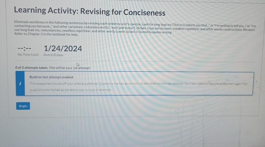 Solved Learning Activity: Revising for ConcisenessEliminate | Chegg.com