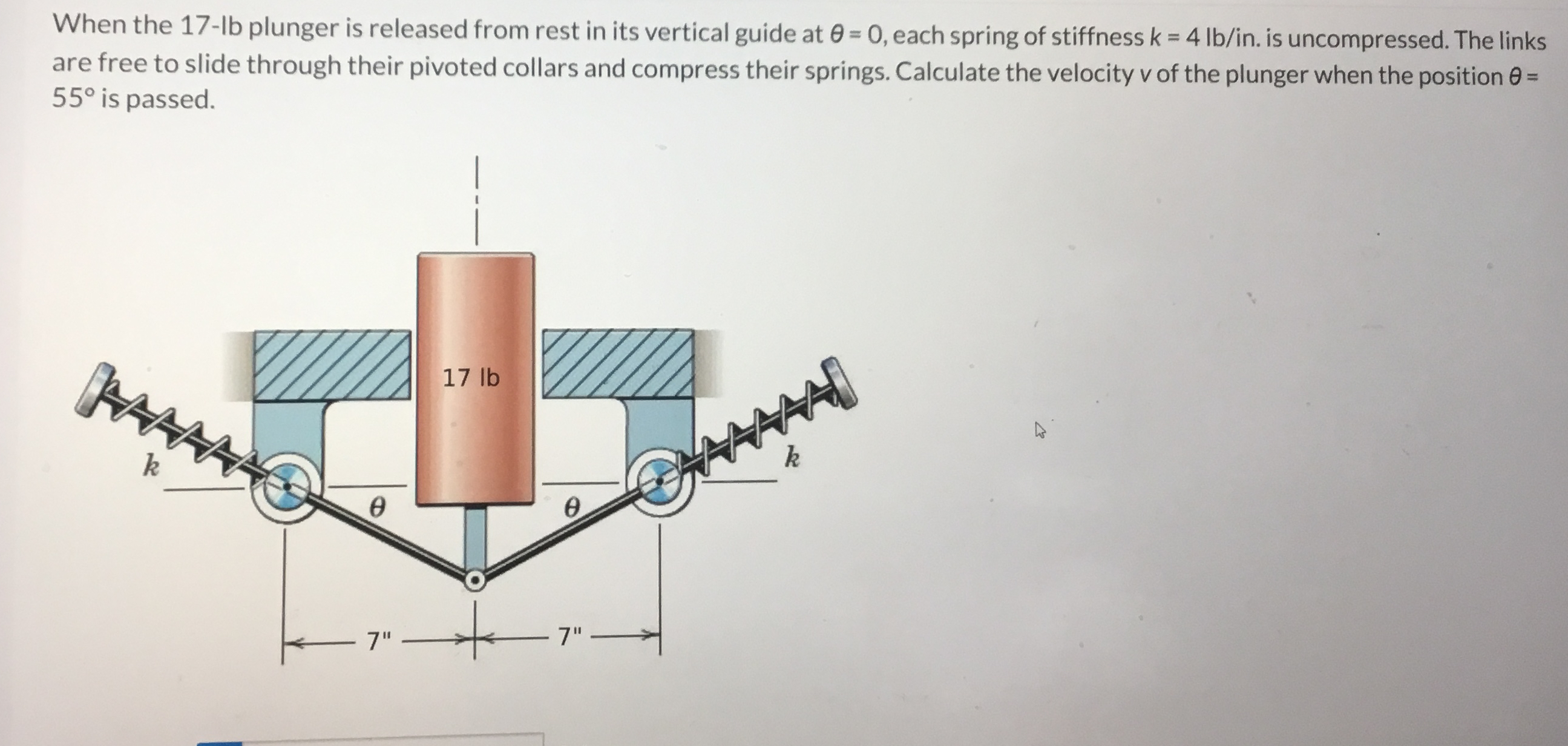 Solved When the 17-lb ﻿plunger is released from rest in its | Chegg.com