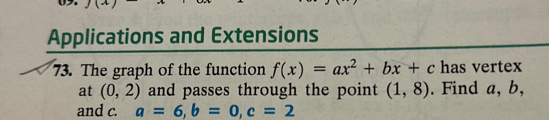 Solved Applications and Extensions73. ﻿The graph of the | Chegg.com