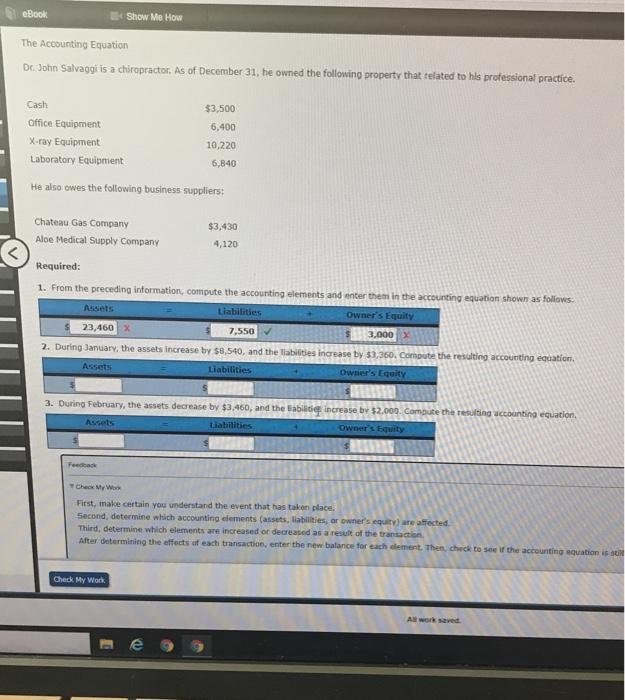 Solved eBook Show Me How The Accounting Equation Dr. John | Chegg.com