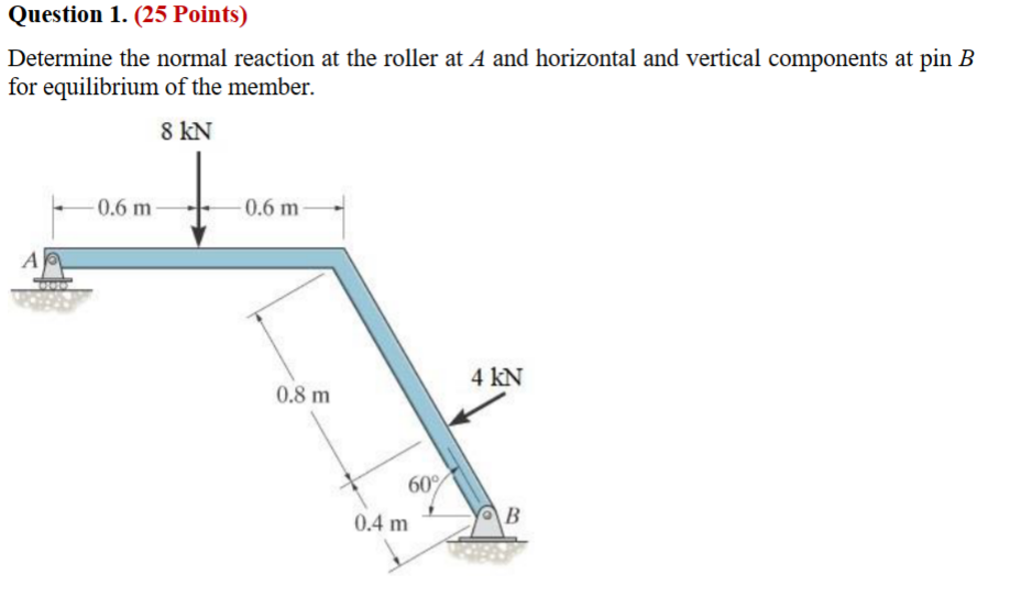 Solved Question 1. (25 ﻿Points)Determine the normal reaction | Chegg.com
