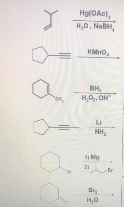 Solved H2O,NaBH4 Hg(OAc)2 H2O2,OH−BH3 1) Mg | Chegg.com