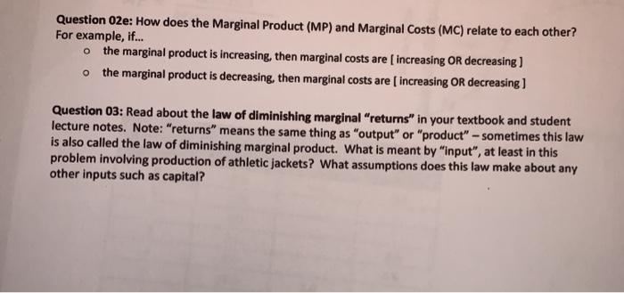 Solved Question 02e: How does the Marginal Product (MP) and | Chegg.com