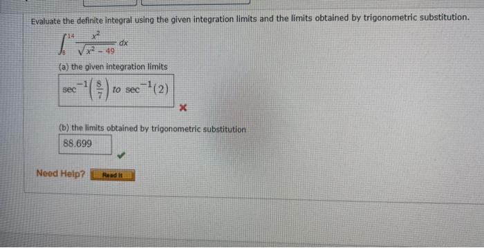 Solved Evaluate the definite integral using the given | Chegg.com