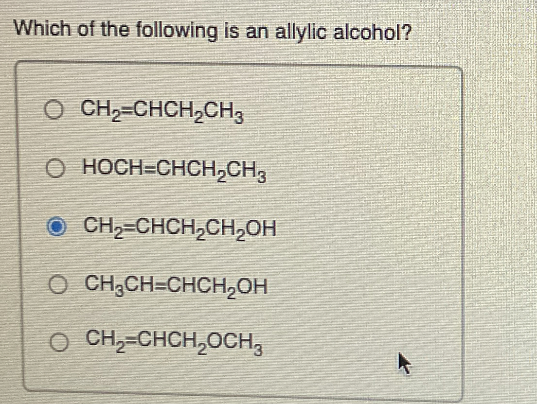 Solved Which of the following is an allylic | Chegg.com