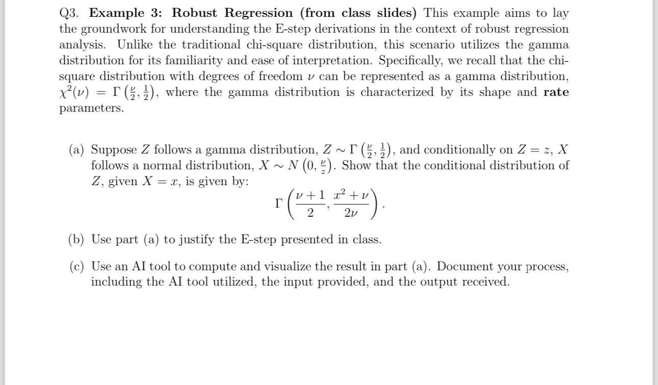 Q3. ﻿Example 3: Robust Regression (from class slides) | Chegg.com