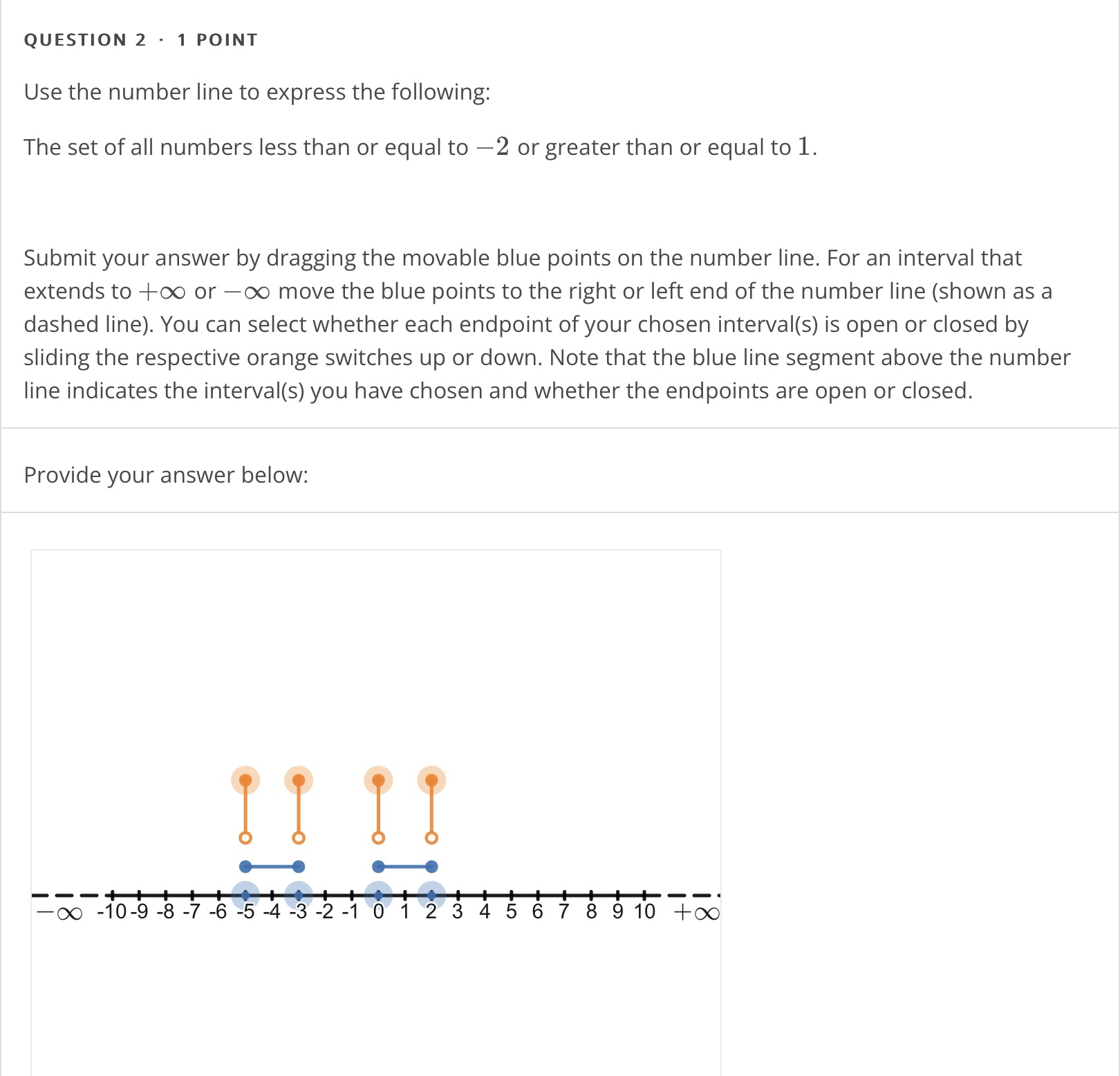 Solved QUESTION 2 - 1 ﻿POINTUse the number line to express | Chegg.com