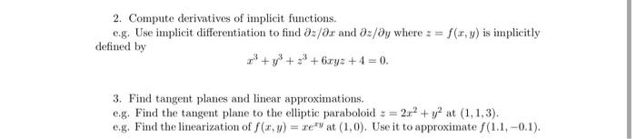Solved 2. Compute derivatives of implicit functions. e.g. | Chegg.com