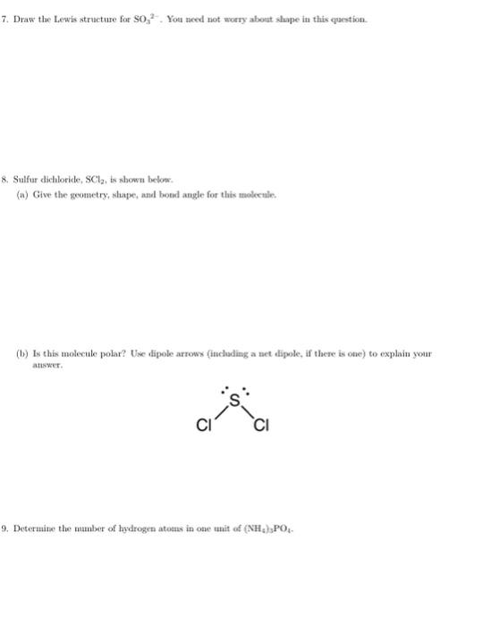 Solved 7. Draw the Lewis structure for SO 2 You need not | Chegg.com