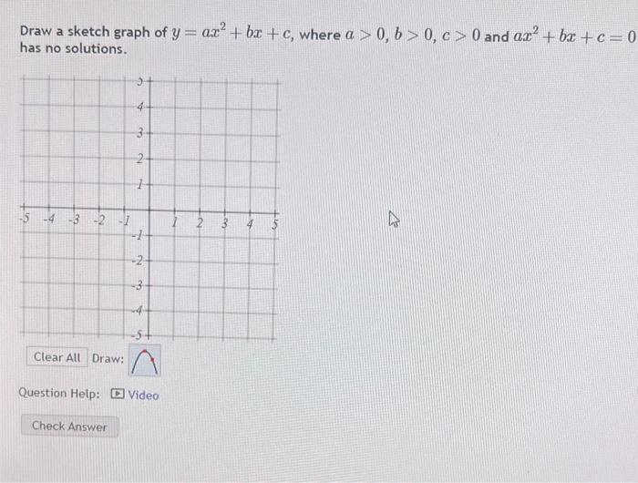 Solved Draw a sketch graph of y=ax2+bx+c, where a>0,b>0,c>0 | Chegg.com
