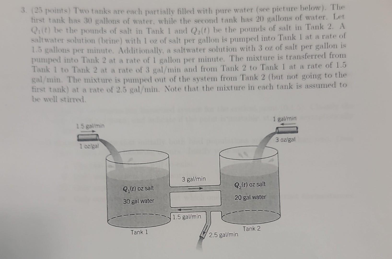 Solved 3. (25 points) Two tanks are each partially filled | Chegg.com