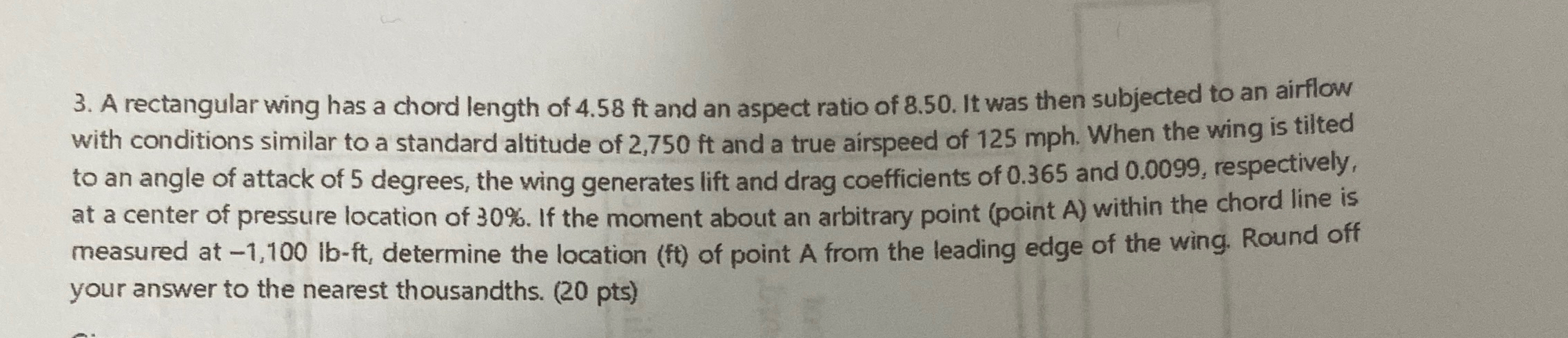 Solved A rectangular wing has a chord length of 4.58ft ﻿and | Chegg.com