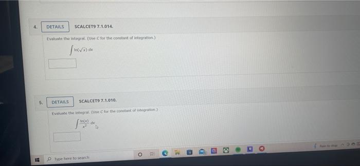 Solved 4. DETAILS SCALCET9 7.1.014. Evaluate the integral | Chegg.com