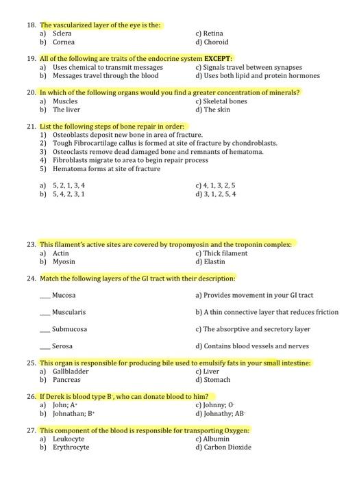 Solved 18. The vascularized layer of the eye is the: a) | Chegg.com