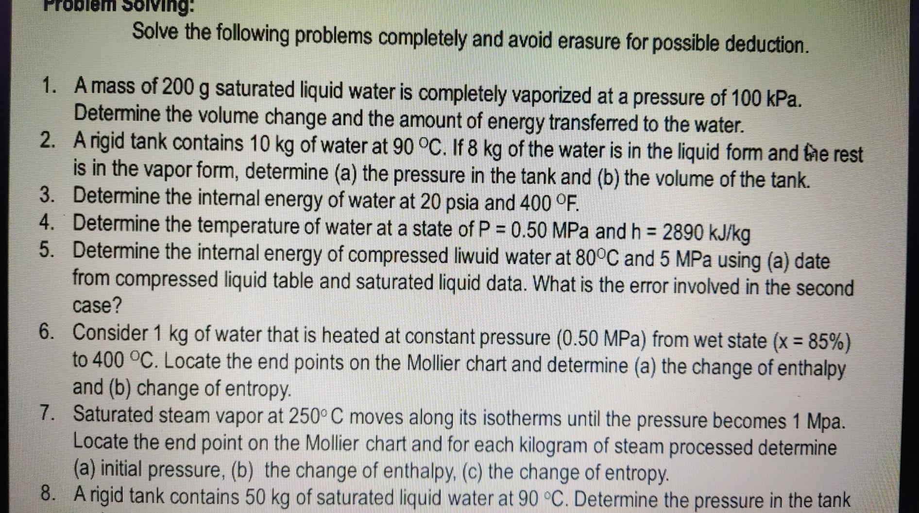 Solved Problem Solving: Solve the following problems | Chegg.com