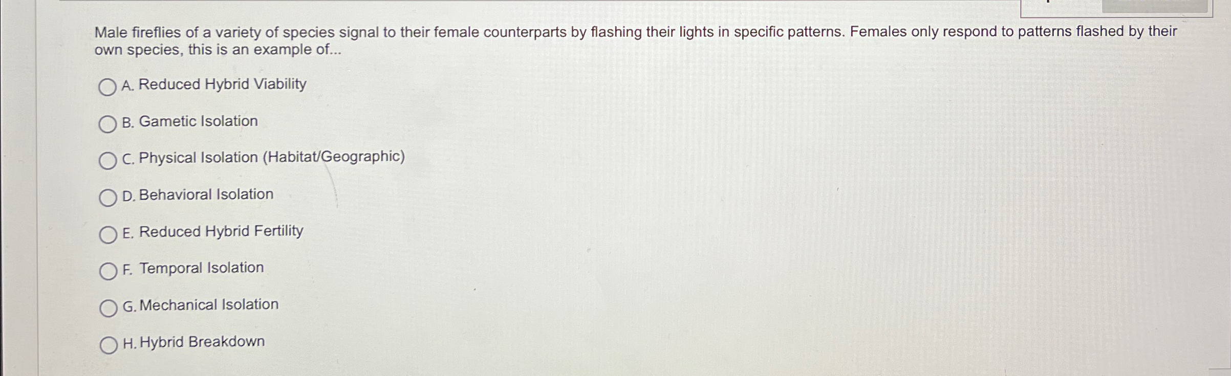 Solved Male fireflies of a variety of species signal to | Chegg.com