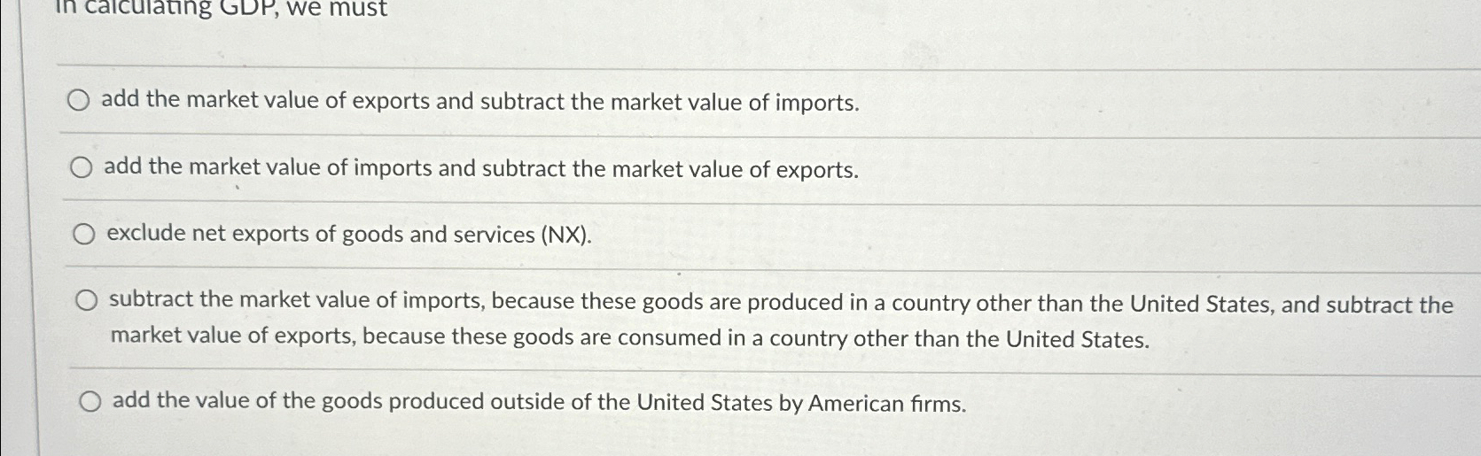Solved add the market value of exports and subtract the | Chegg.com