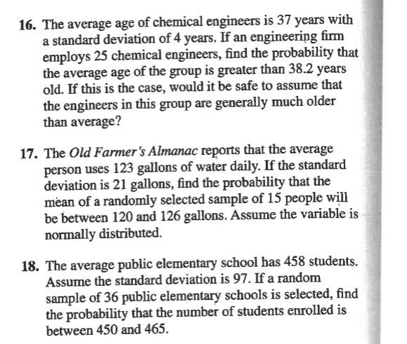 Solved 16. The average age of chemical engineers is 37 years | Chegg.com