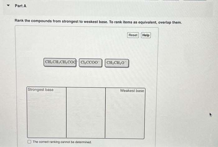 Solved Rank the compounds from strongest to weakest base. To | Chegg.com