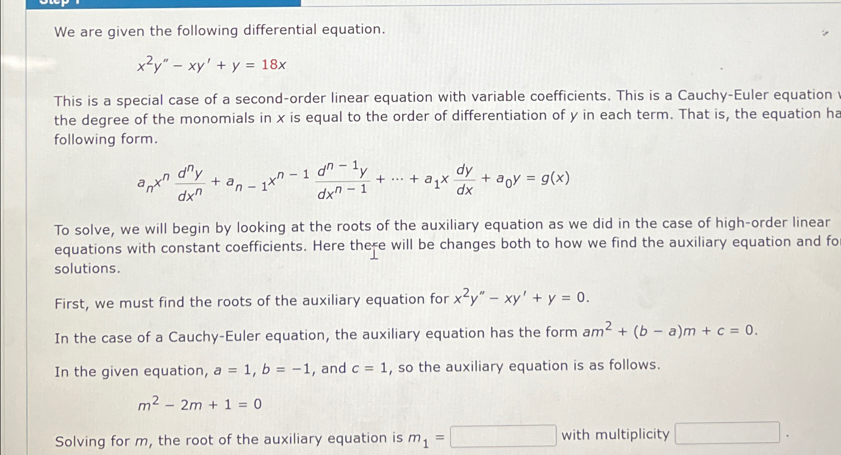We are given the following differential | Chegg.com
