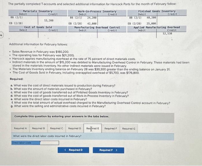 Solved The partially completed T-accounts and selected | Chegg.com
