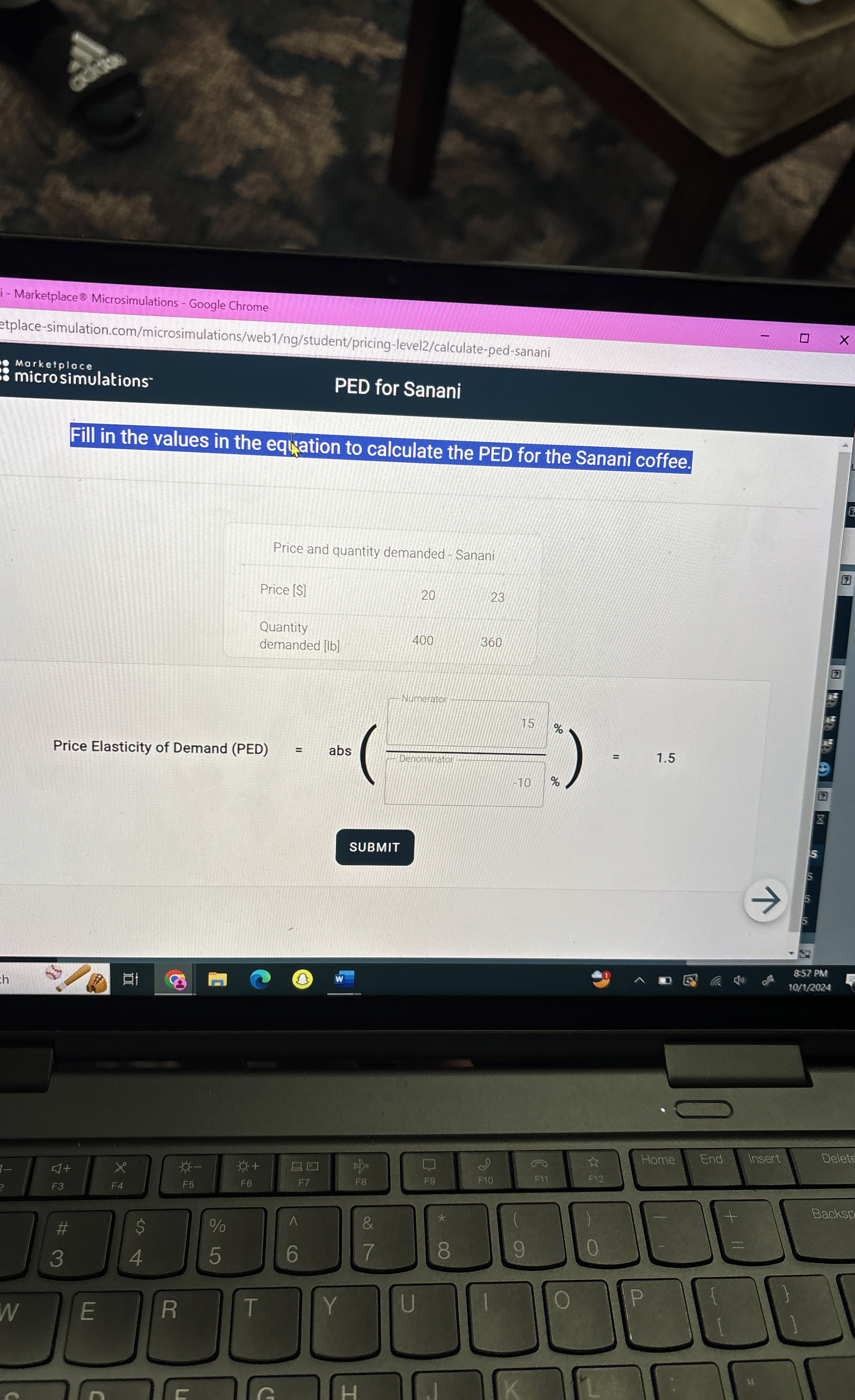 Solved Price and quantity demanded-Sanani ﻿Price Elasticity | Chegg.com