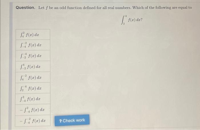 Solved Question. Let f be an odd function defined for all | Chegg.com