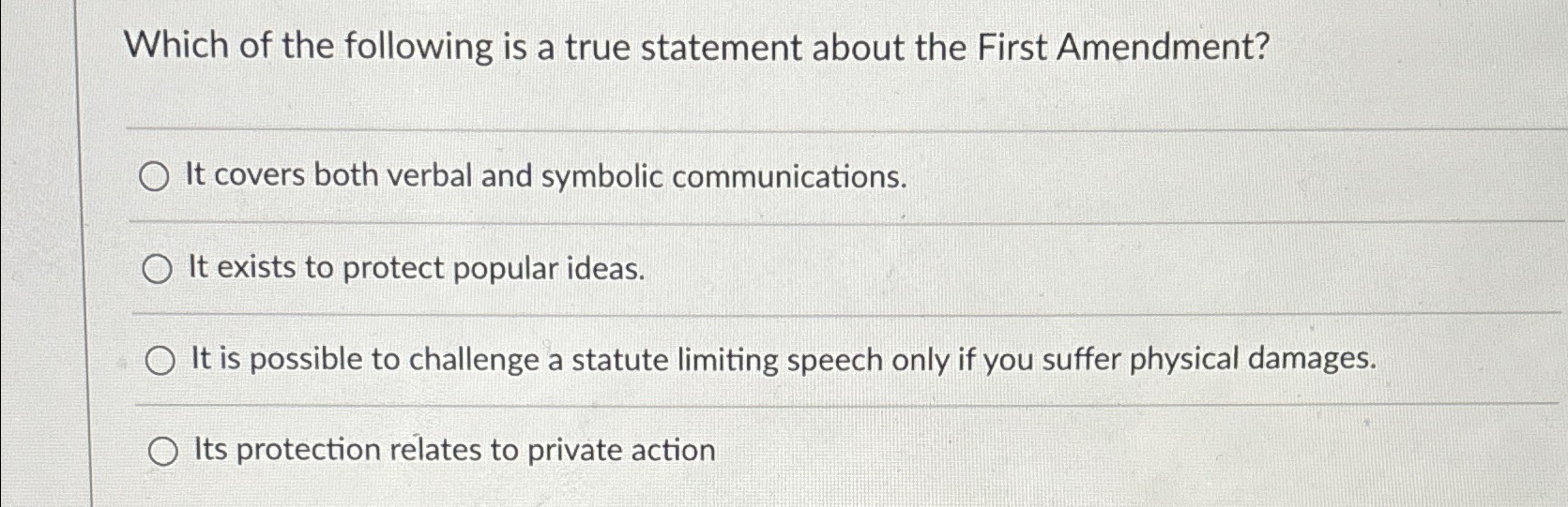 Solved Which of the following is a true statement about the | Chegg.com