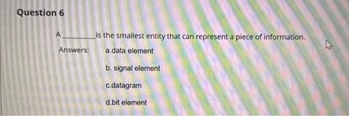 Solved A is the smallest entity that can represent a piece | Chegg.com