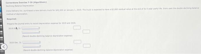 Solved Cornerstone Exercise 7-20 (Algorithmic) Declining | Chegg.com