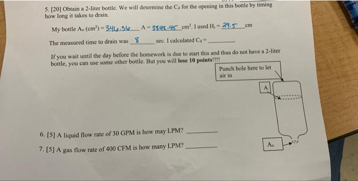 Solved 5. [20] Obtain a 2-liter bottle. We will determine | Chegg.com