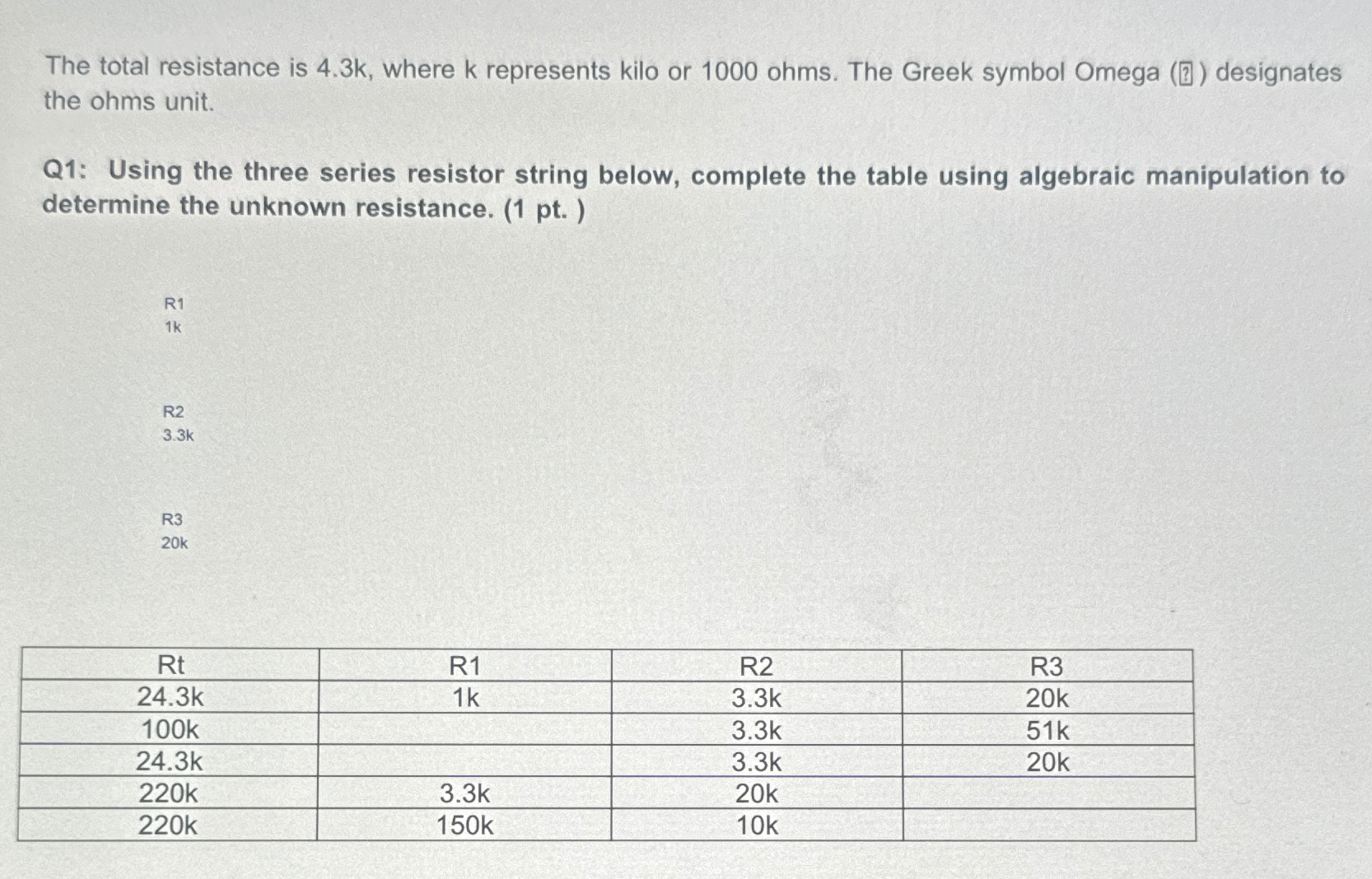 Solved The total resistance is 4.3k, ﻿where k ﻿represents | Chegg.com