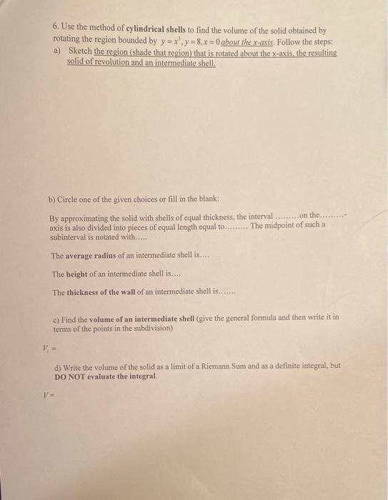 Solved 4. Using the disk/washer method, write the volume of | Chegg.com