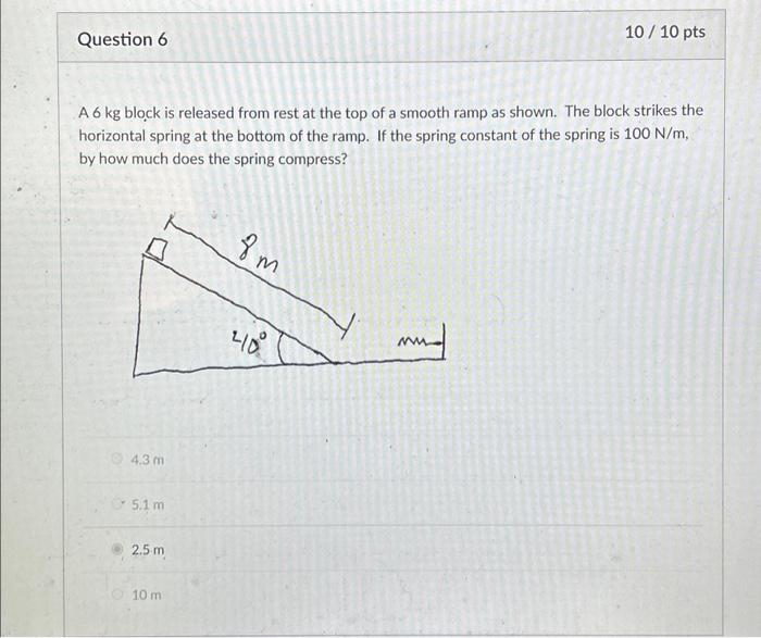 Solved Question 6 A 6 kg block is released from rest at the | Chegg.com