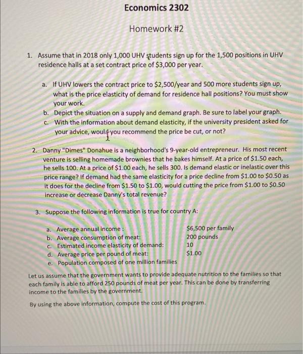 Solved Economics 2302 Homework #2 1. Assume that in 2018 | Chegg.com