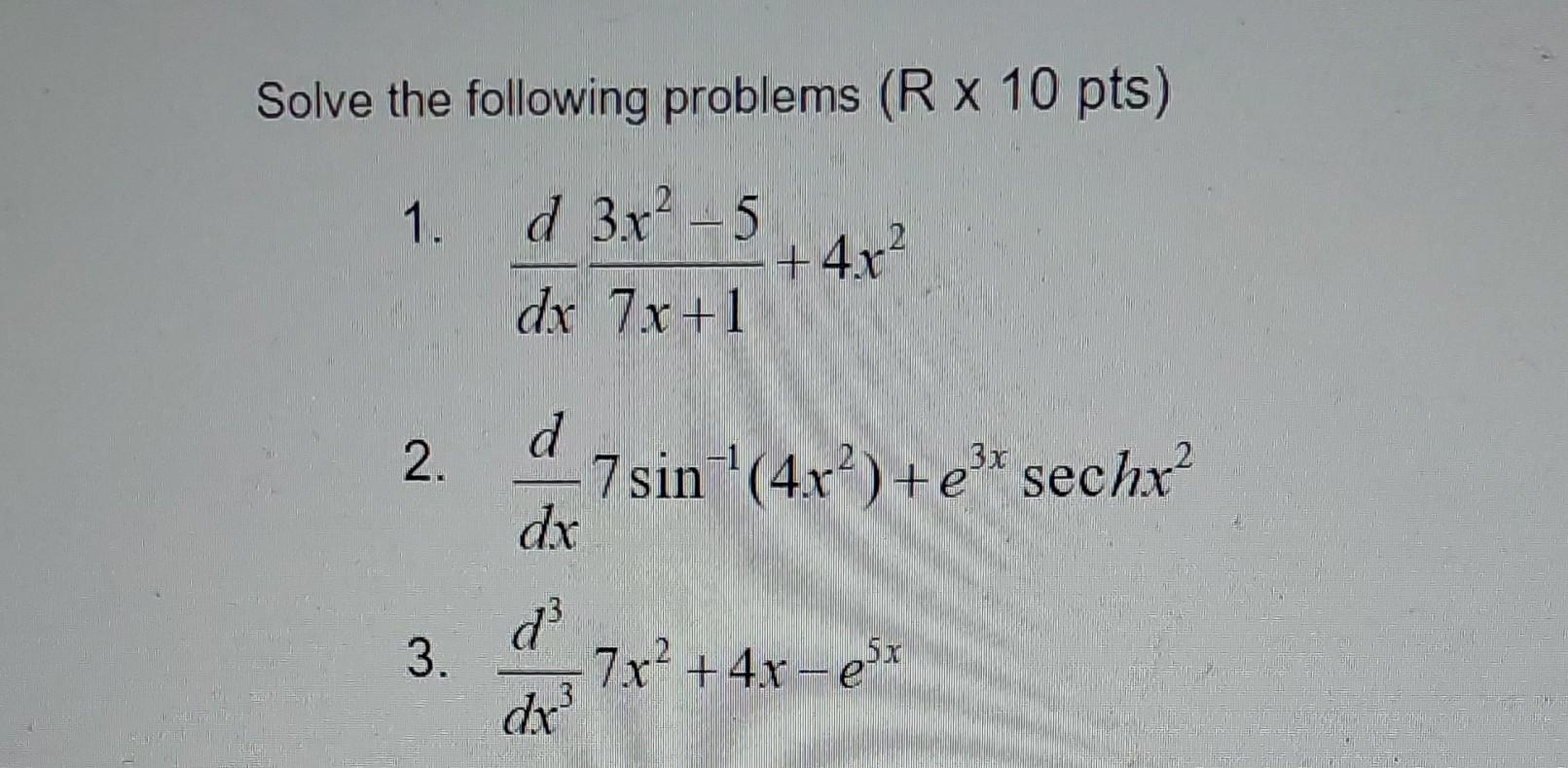 Solved Solve the following problems (R×10pts) 1. | Chegg.com