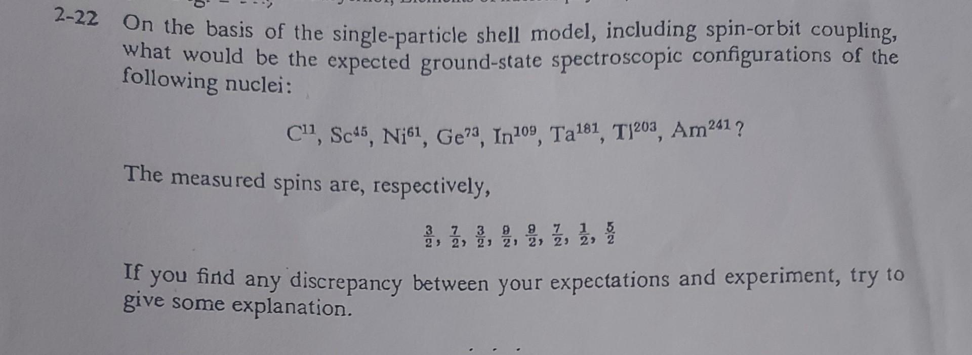 Solved 2-22 On the basis of the single-particle shell model, | Chegg.com