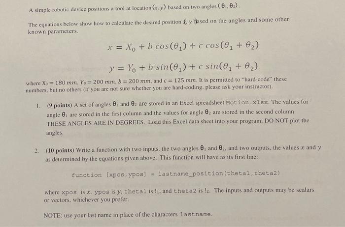 Solved A simple robotic device positions a tool at location | Chegg.com