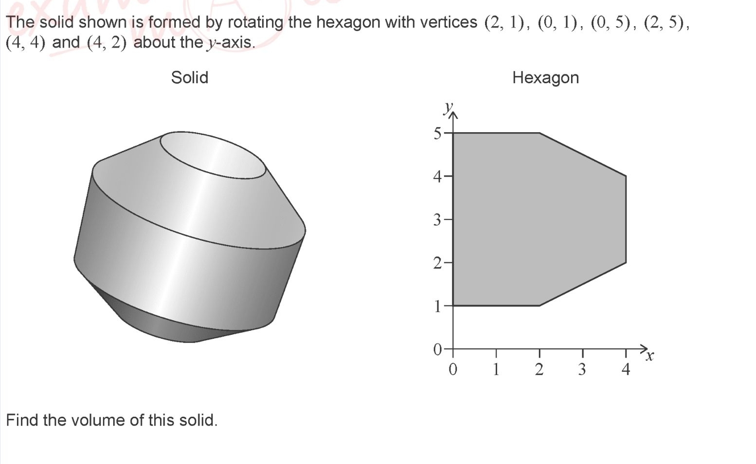 Solved The solid shown is formed by rotating the hexagon | Chegg.com