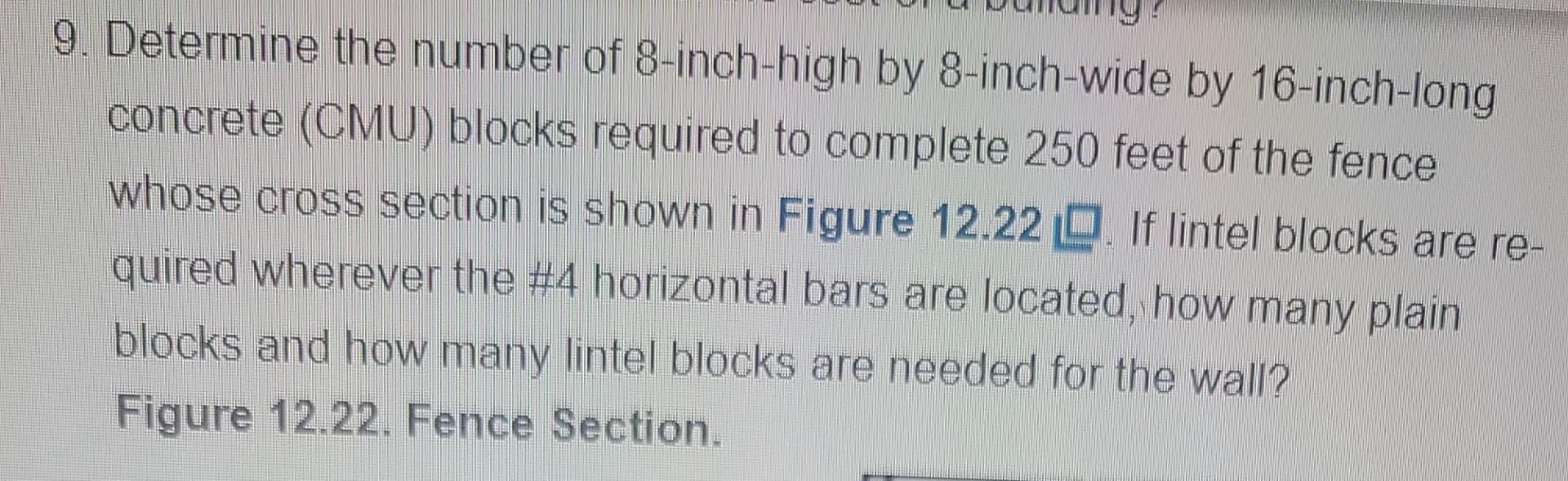 Solved 9. Determine the number of 8-inch-high by 8-inch-wide | Chegg.com