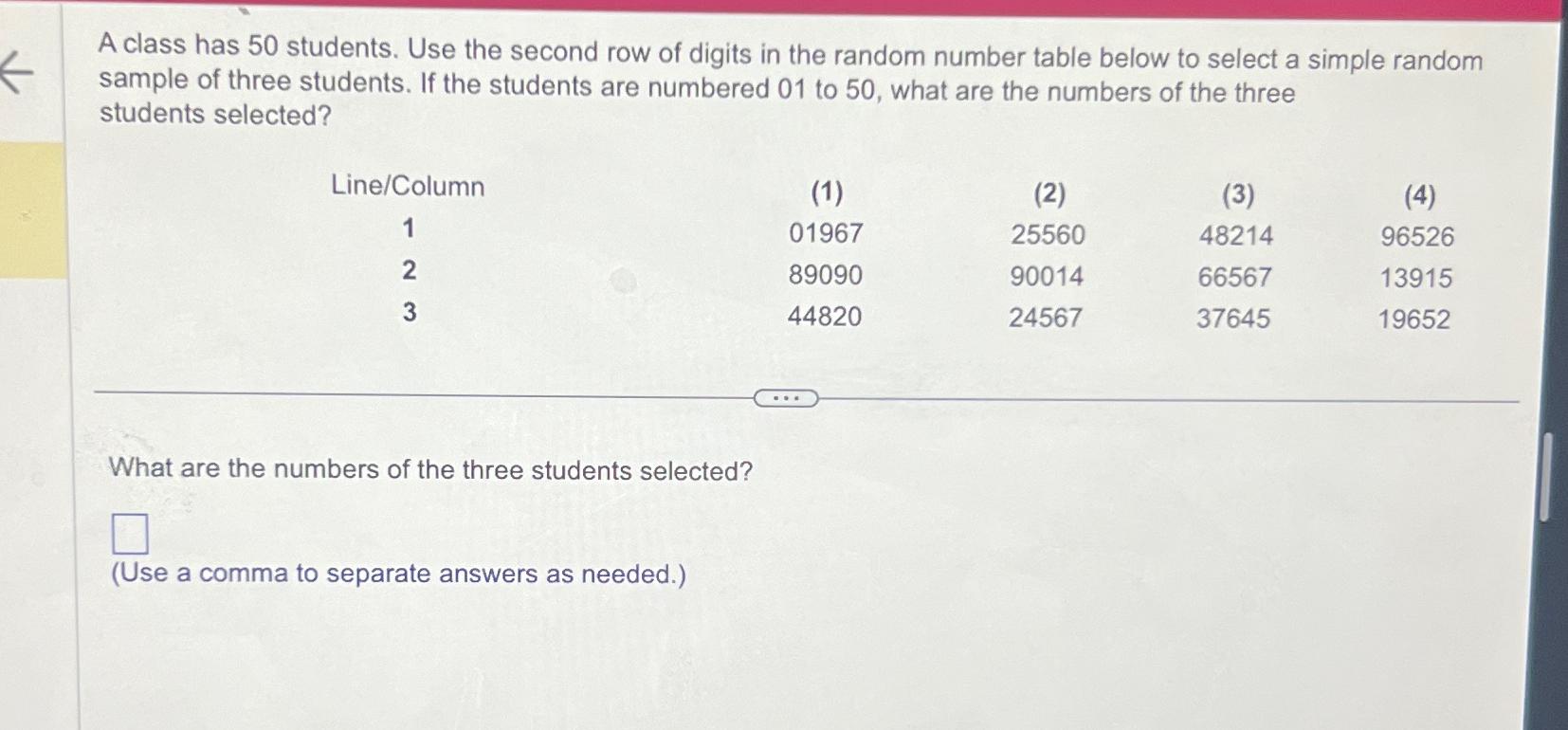 Solved A class has 50 ﻿students. Use the second row of | Chegg.com