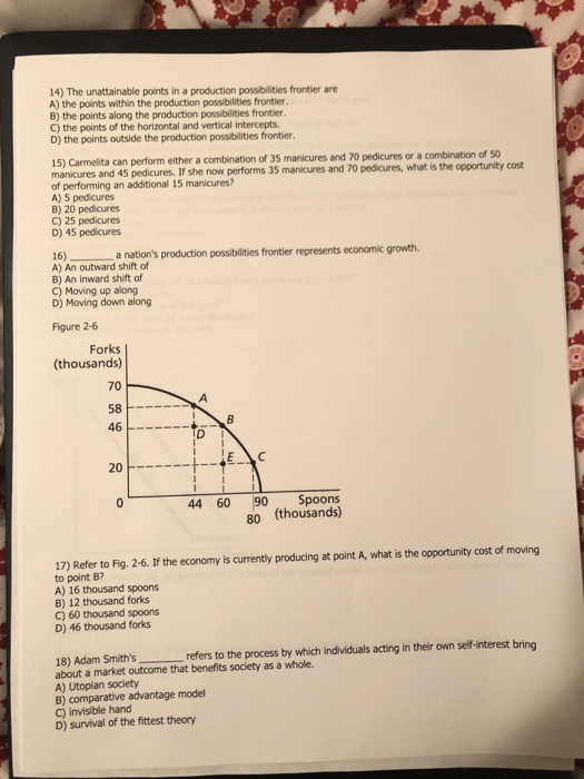 Solved 14) The unattainable points in a production | Chegg.com