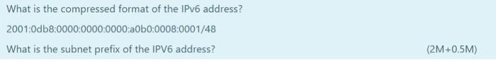 Solved What is the compressed format of the IPv6 address? | Chegg.com