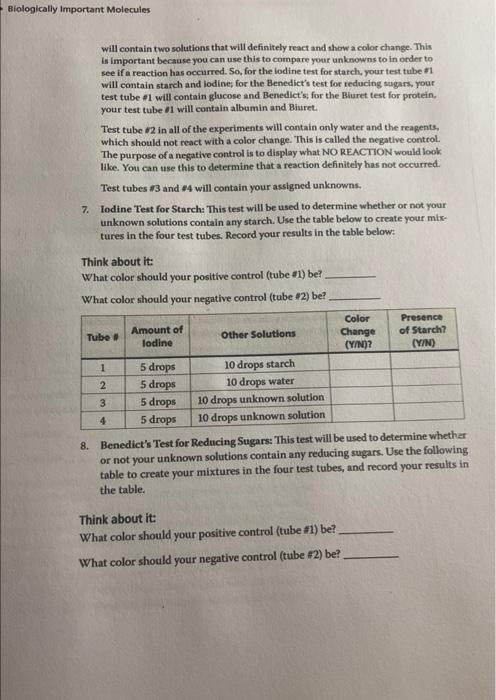 Biological Important Molecules BIO1005 20 points 1. | Chegg.com