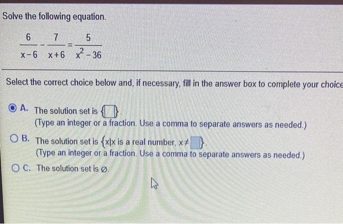 Solved Solve The Following Equation 6 7 5 X 6 X 6 Xp 36